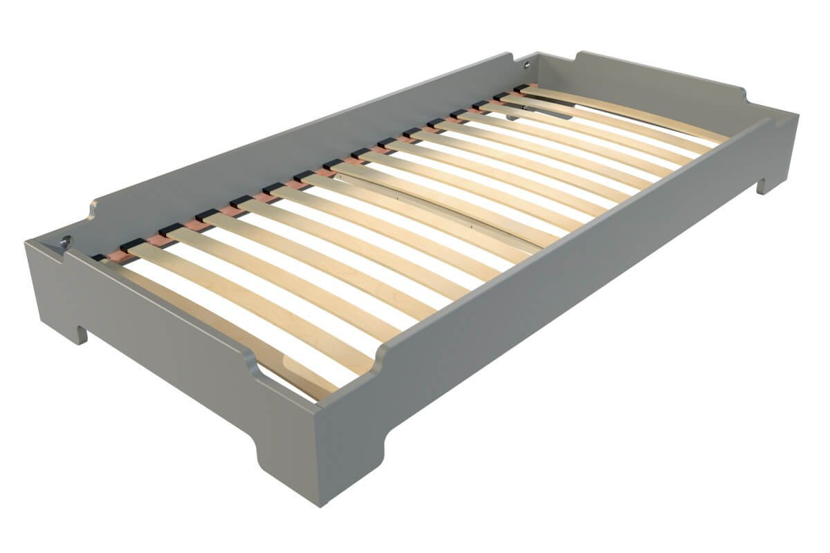 Lit Empilable 90x190 - 1 place en Bois Massif - Gris | Greenweez