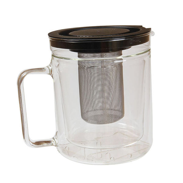 Théière verre borosilicate double paroi et filtre inox 1,1L | Greenweez