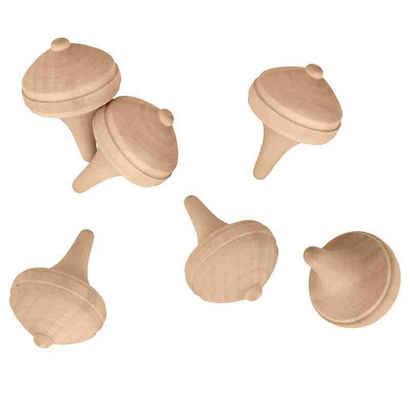 Set de 6 toupies en bois - 3,5 x 4,5 cm | Greenweez