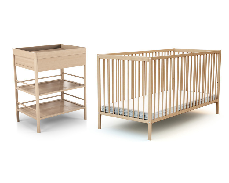 Lit 70x140 et Table à Langer Hêtre verni | Greenweez