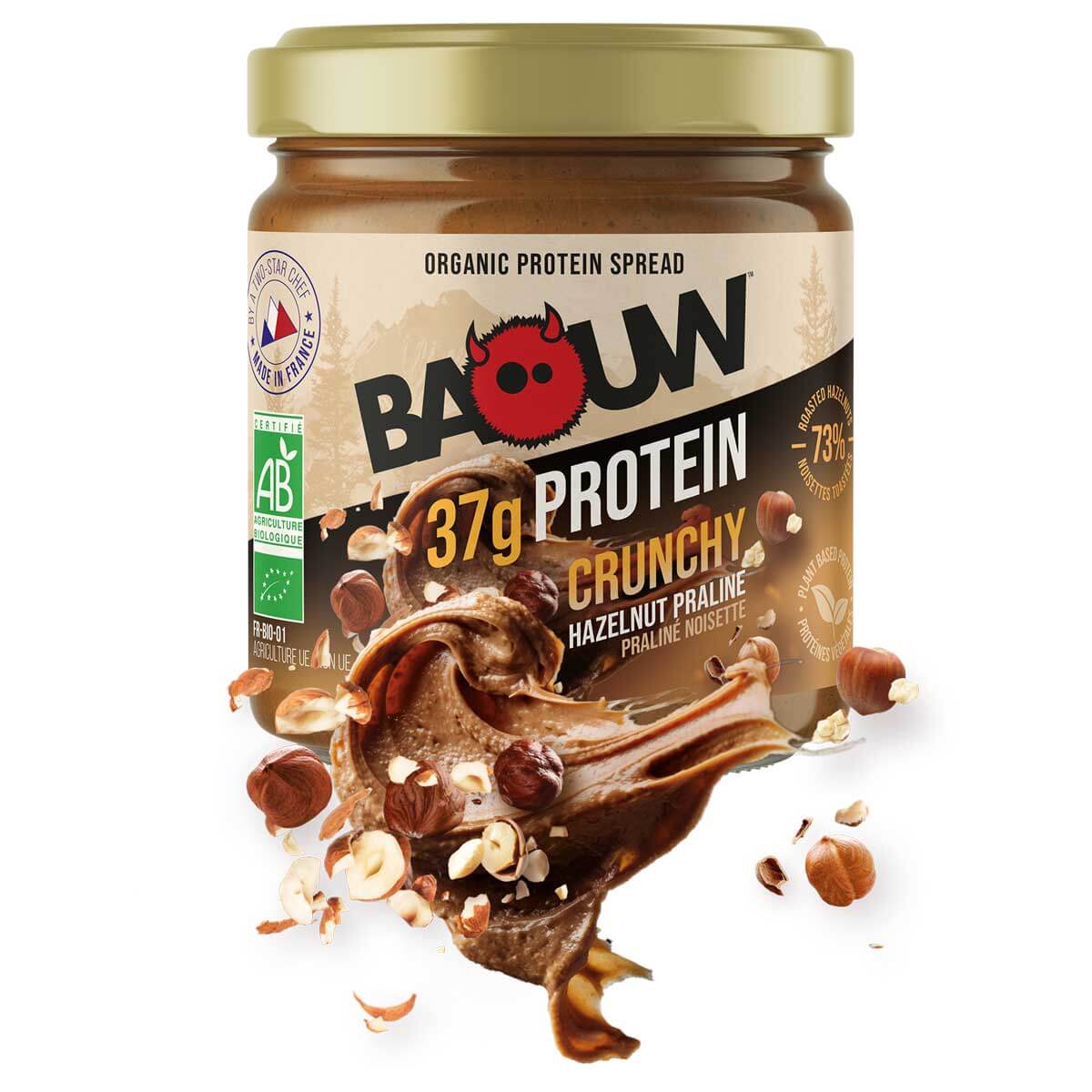 Pâte à tartiner protéinée crunchy praliné bio 200g | Greenweez