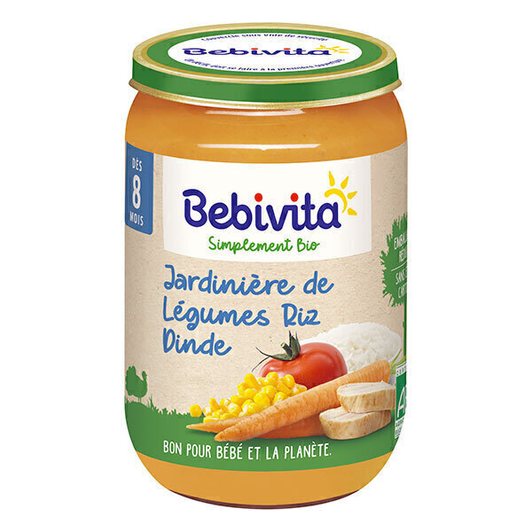 Pot jardinière de légumes riz dinde bio dès 8 mois 220g | Greenweez