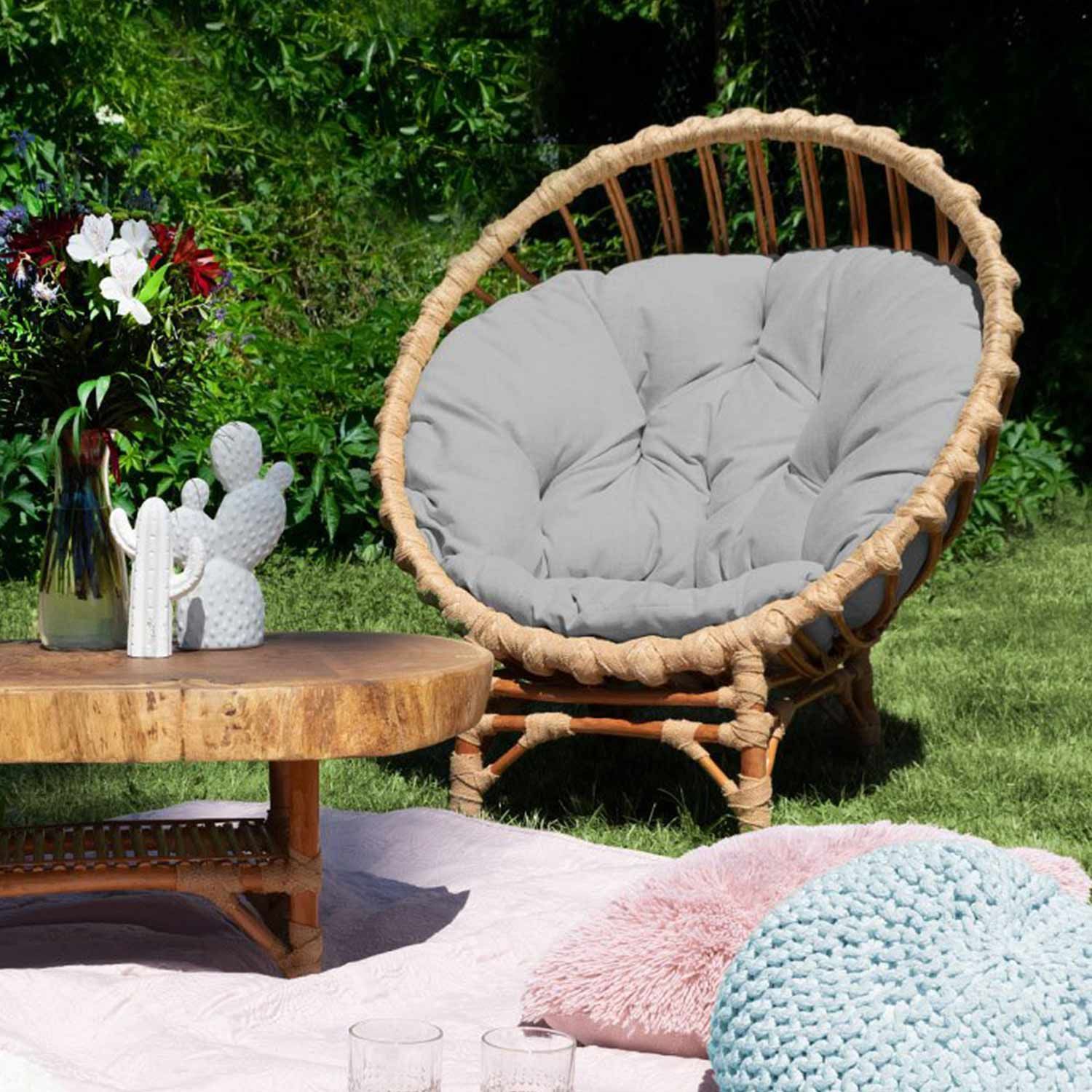 Fauteuil de jardin en osier CLER gris | Greenweez