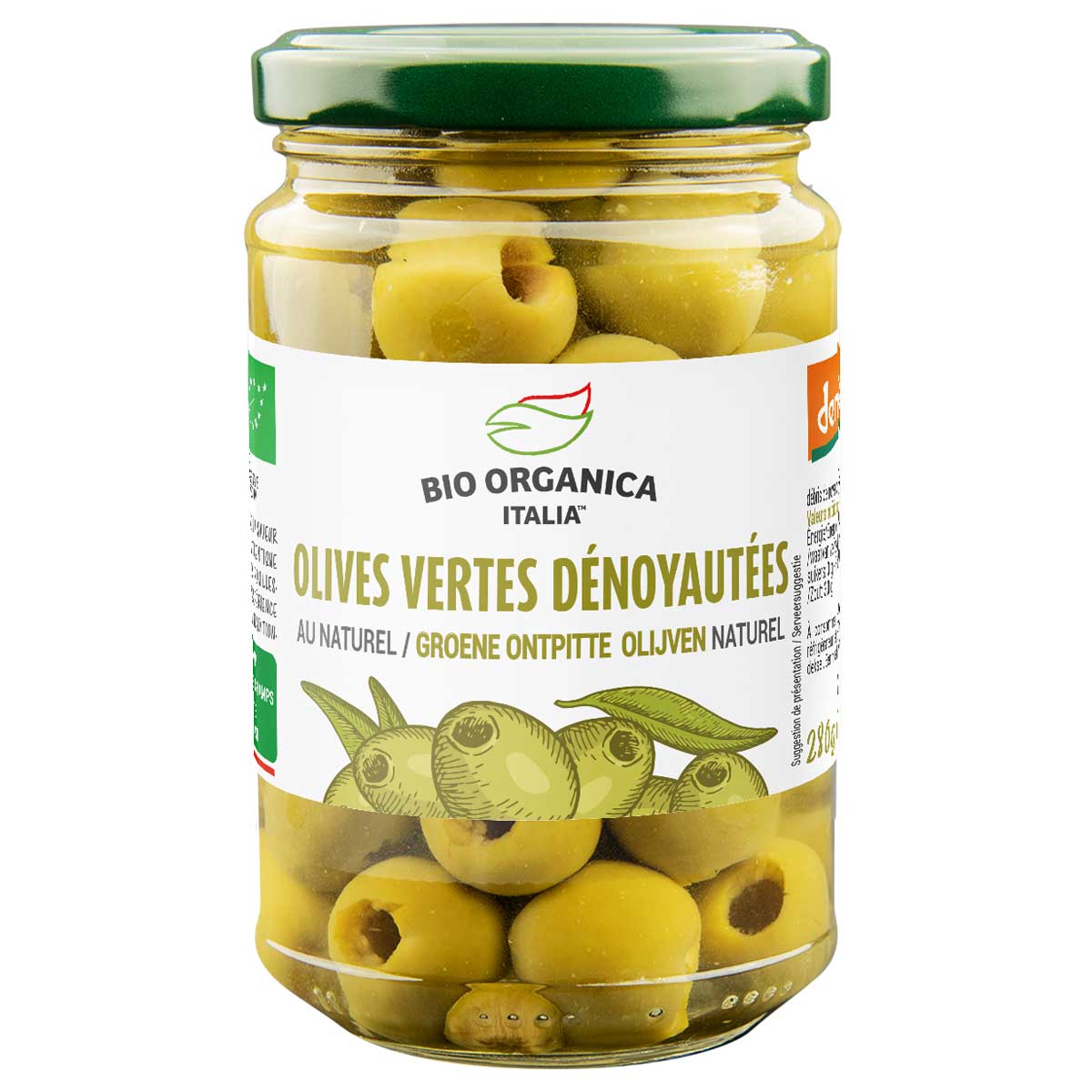 Olives vertes dénoyautées bio 280g | Greenweez