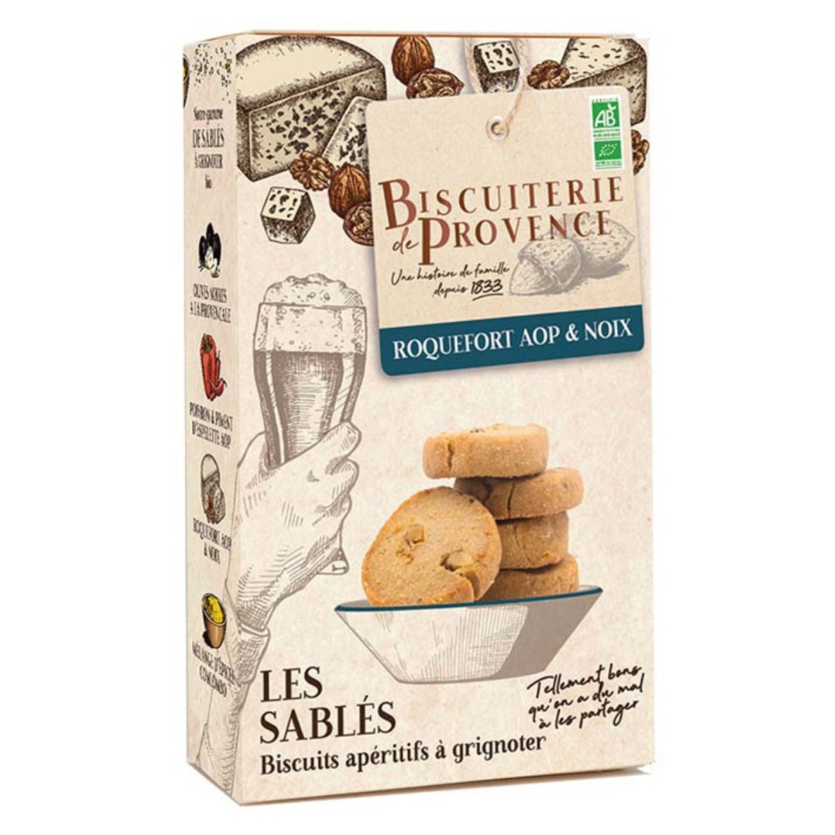 Sablés apéritif roquefort AOP noix bio 90g | Greenweez