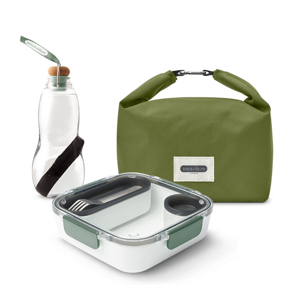 SOLO Lunch Set (sac+lunchbox+gourde filtrante) OLIVE | Greenweez