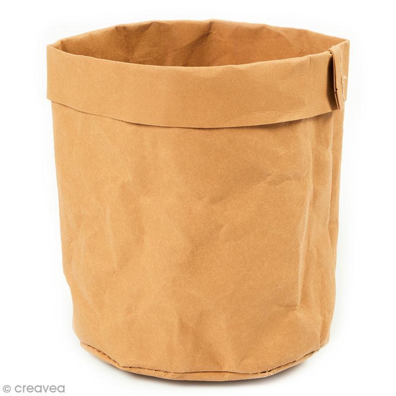 Panier rond en papier effet cuir - 11 x 12 cm | Greenweez