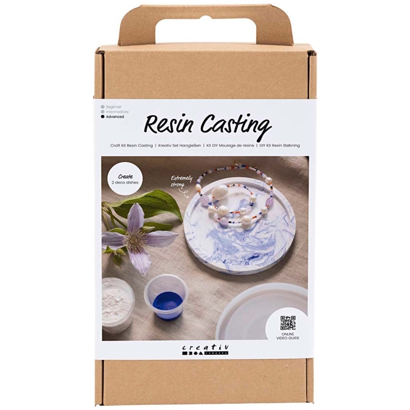 Kit Moulage en résine - Plateaux ronds avec marbrure - Bleu/Blan ...