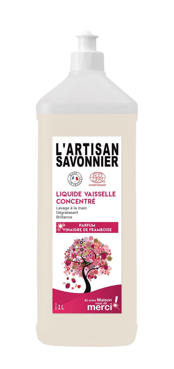 Liquide vaisselle concentré vinaigre de framboise 1L | Greenweez
