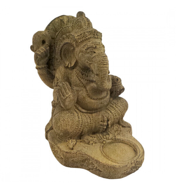 Statue Ganesh en Pierre avec Bougeoir 23cm | Greenweez