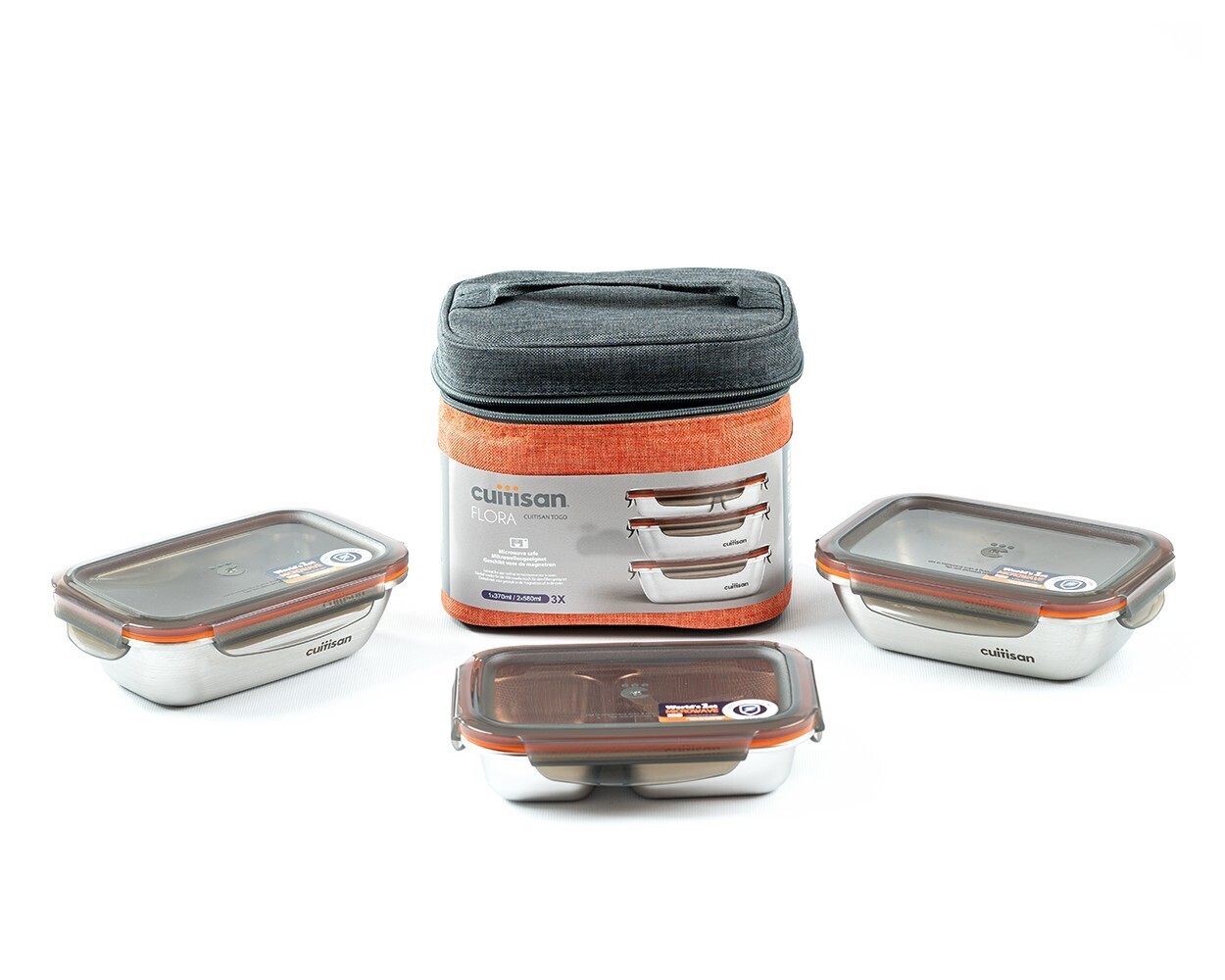 Lunch box lot de 3 boîtes de conservation inox + sac isotherme | Greenweez