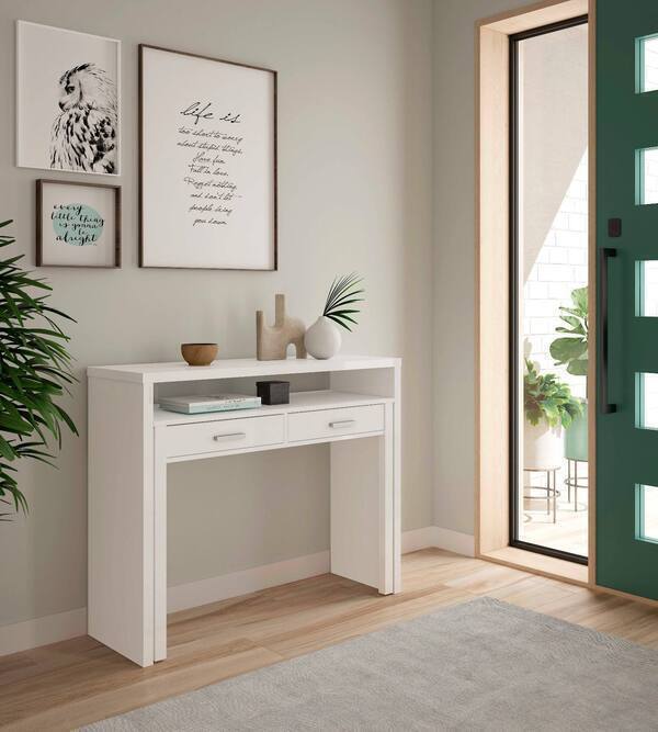 Bureau console extensible avec deux tiroirs | Greenweez