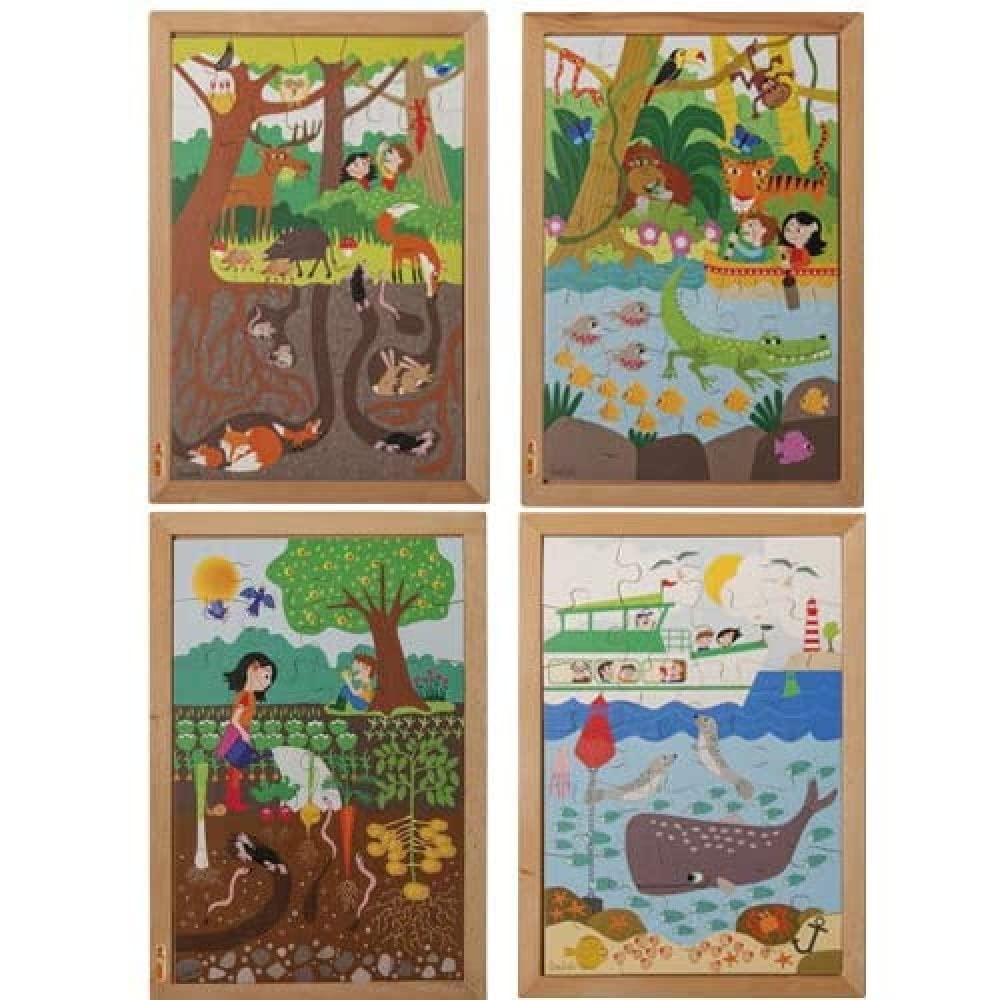 Puzzle au-dessus - au dessous, le lot de 4 puzzles - jeu | Greenweez