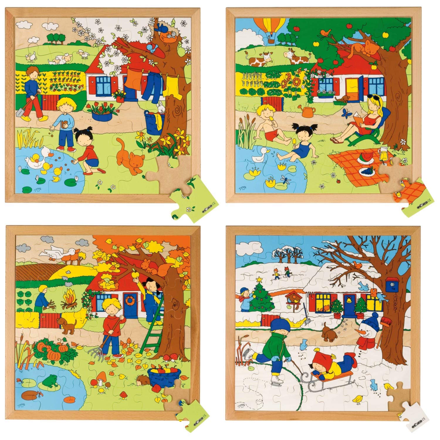 Puzzle les 4 saisons: le lot de 4 puzzles - jeu Montessori | Greenweez