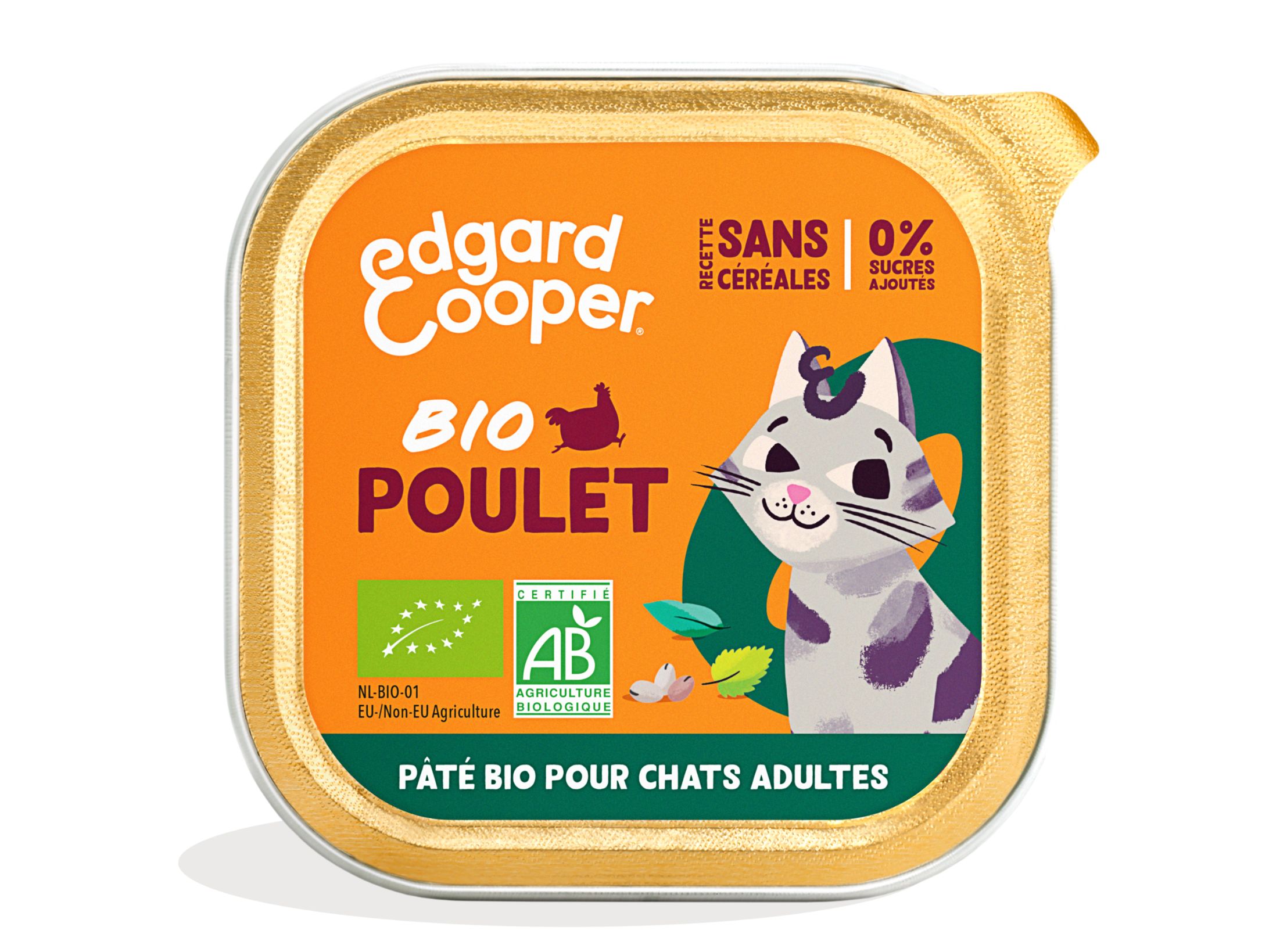 Edgard Cooper - Pâtée Bio Sans Céréales au Poulet pour Chat 85g | Greenweez