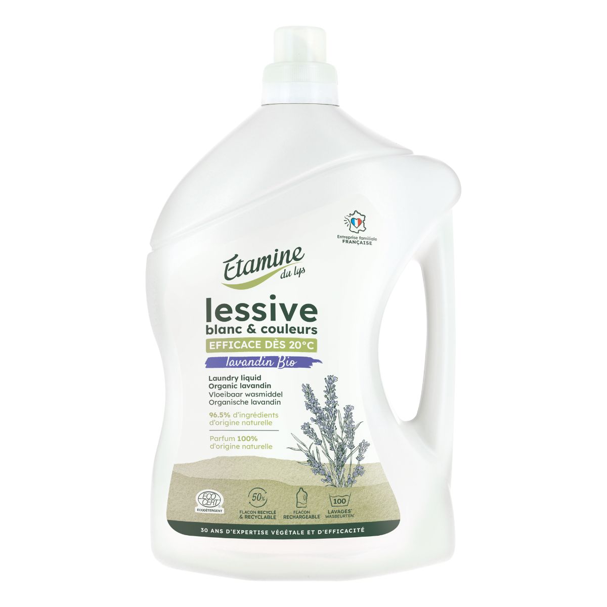 Lessive liquide blanc et couleurs au lavandin bio 3L | Greenweez