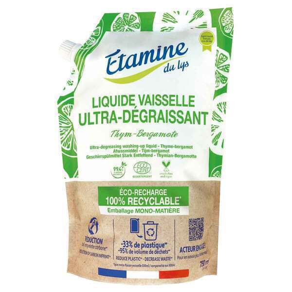 Liquide vaisselle thym bergamote éco-recharge 750ml | Greenweez