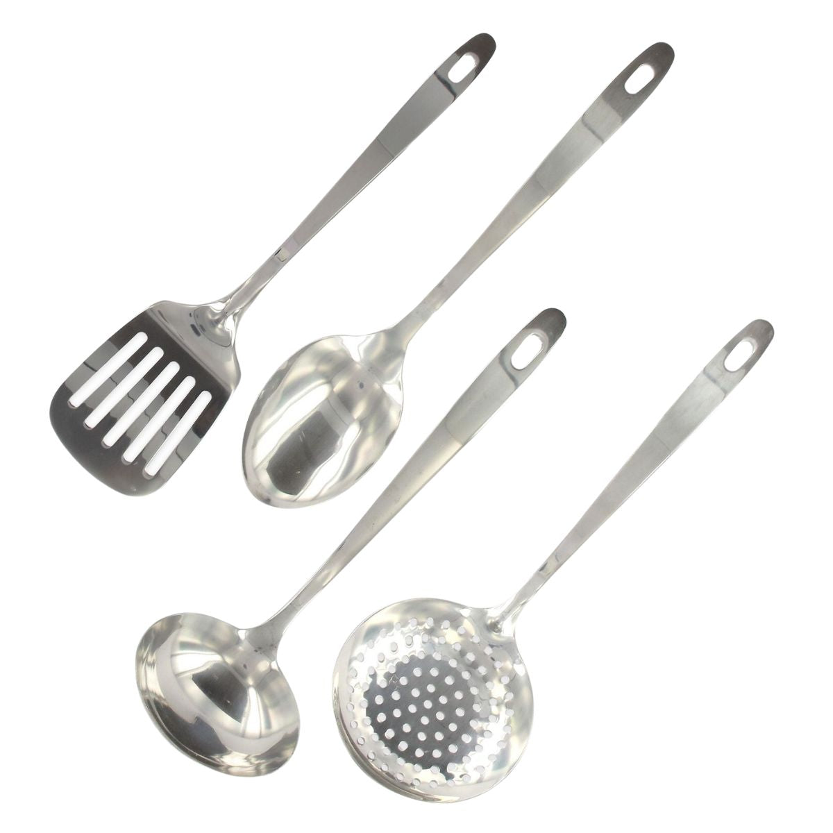 Ensemble de 4 ustensiles de cuisine en inox louche spatule | Greenweez
