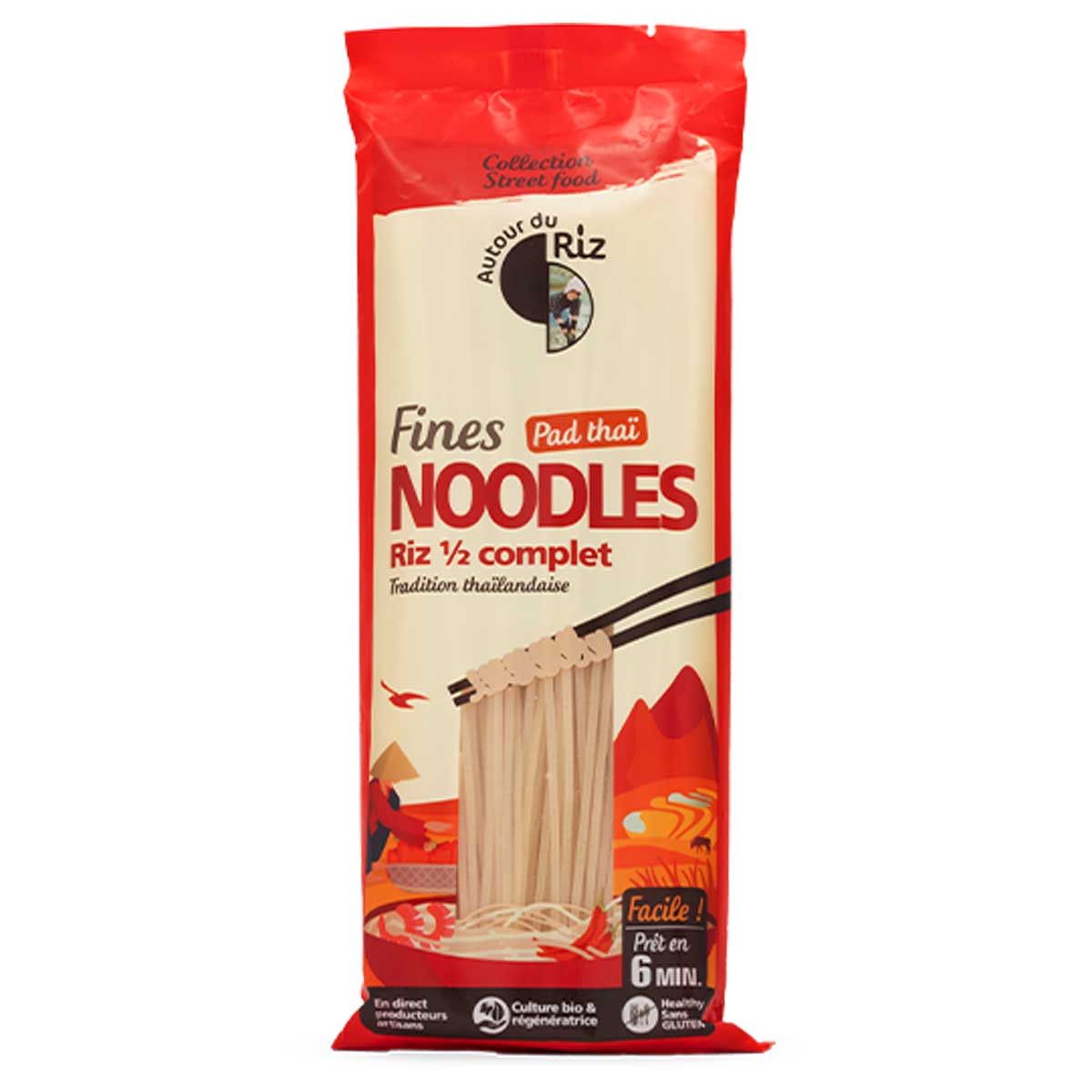 Nouilles fines riz demi complet Pad thaï bio 170g | Greenweez