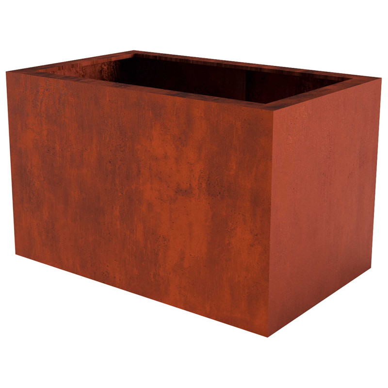 Bac à fleurs retangulaire en acier corten 189L | Greenweez
