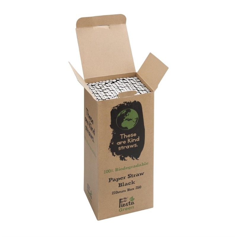 Paille Biodégradable en Papier Noire - Lot de 250 - Fiesta Gree | Greenweez
