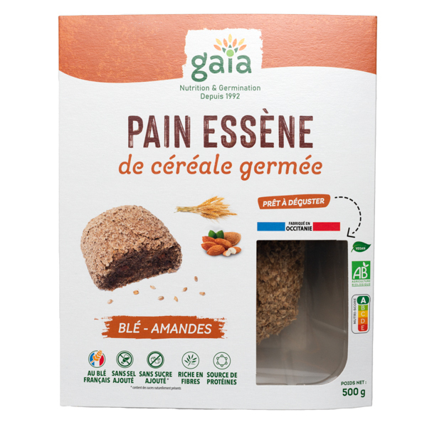 Pain Essène de céréale germée blé amandes 500g | Greenweez