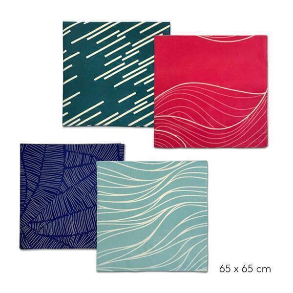 Lot de 4 Furoshikis en coton Biologique Vert Pourpre Bleu | Greenweez