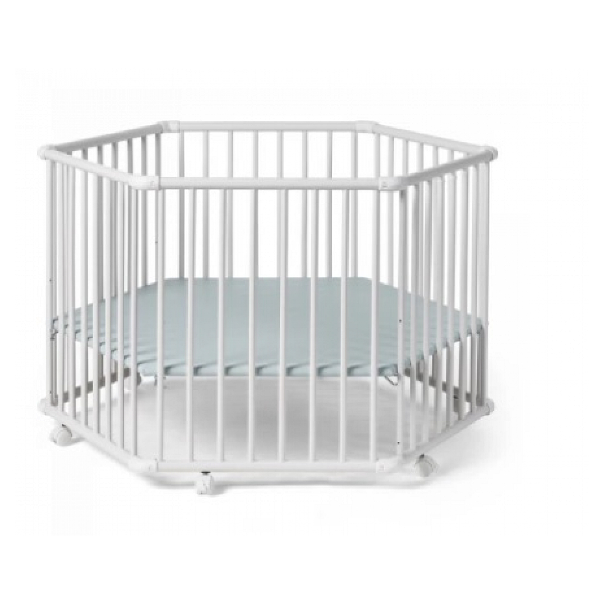 Parc MATRIX hexagonal fond reglable 6 roues Cadre Blanc Motifs | Greenweez