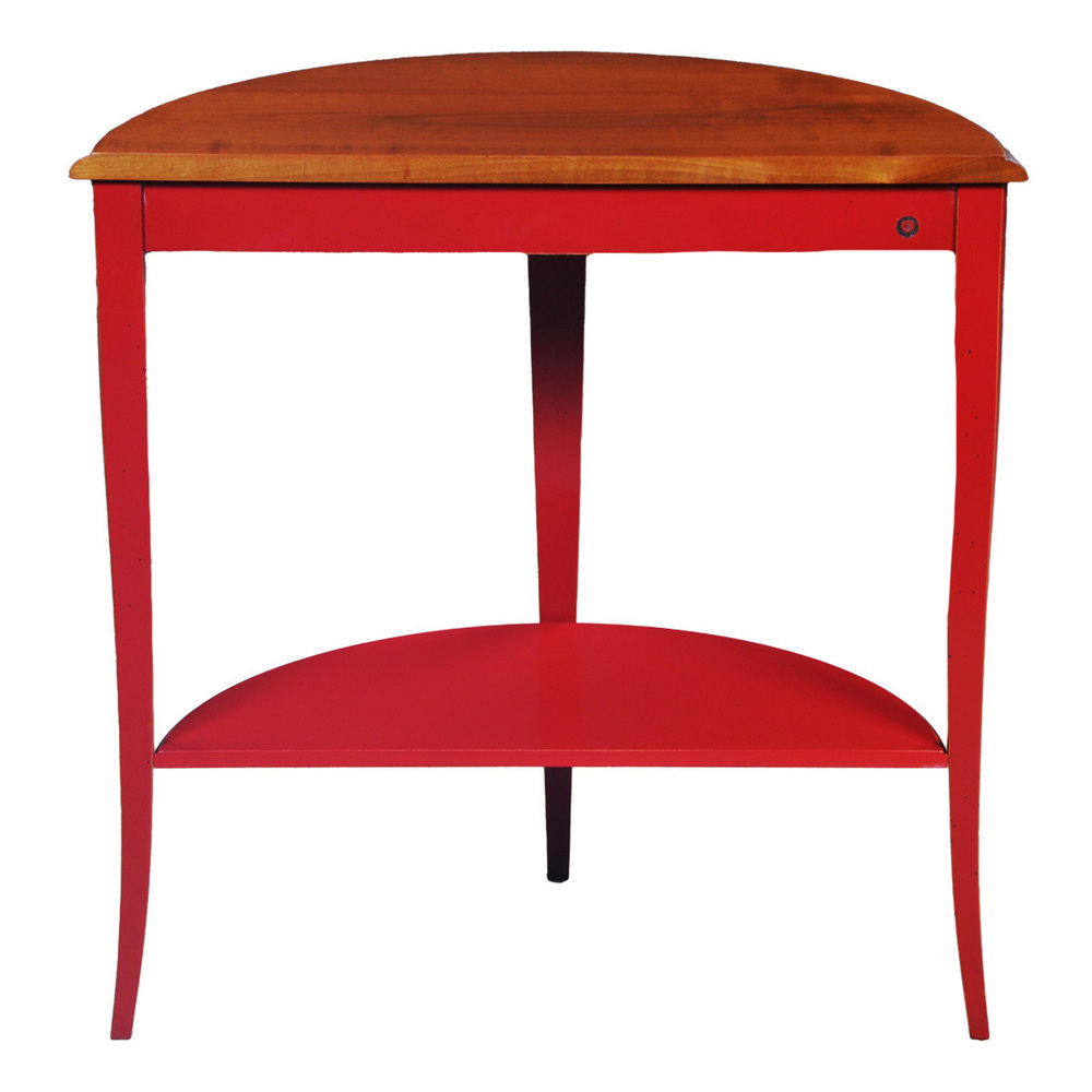 Console demi-lune en merisier et laque coquelicot | Greenweez