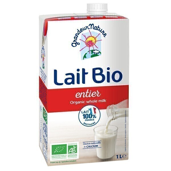 Lait entier UHT brique 1L | Greenweez