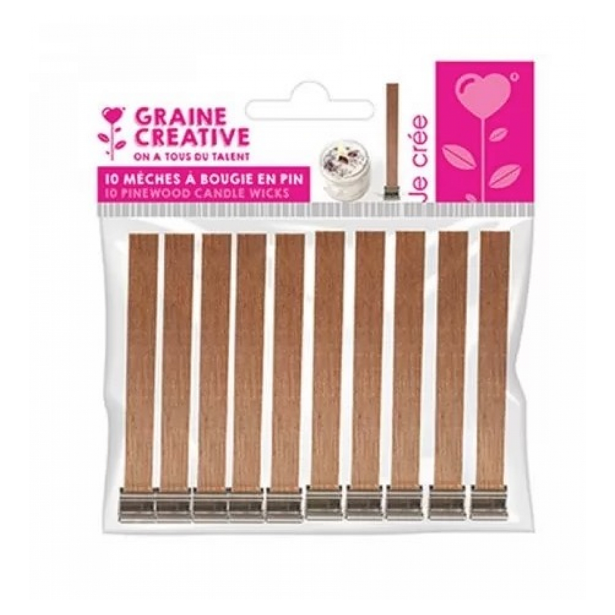 Sachet 10 meches a bougie en pin et socle metal 13 pcs | Greenweez