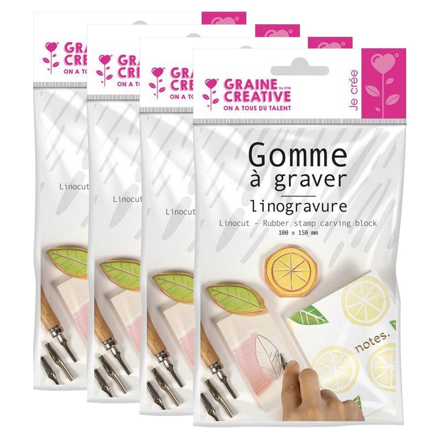 4 plaques de gomme à graver pour linogravure 15 x 10 cm | Greenweez