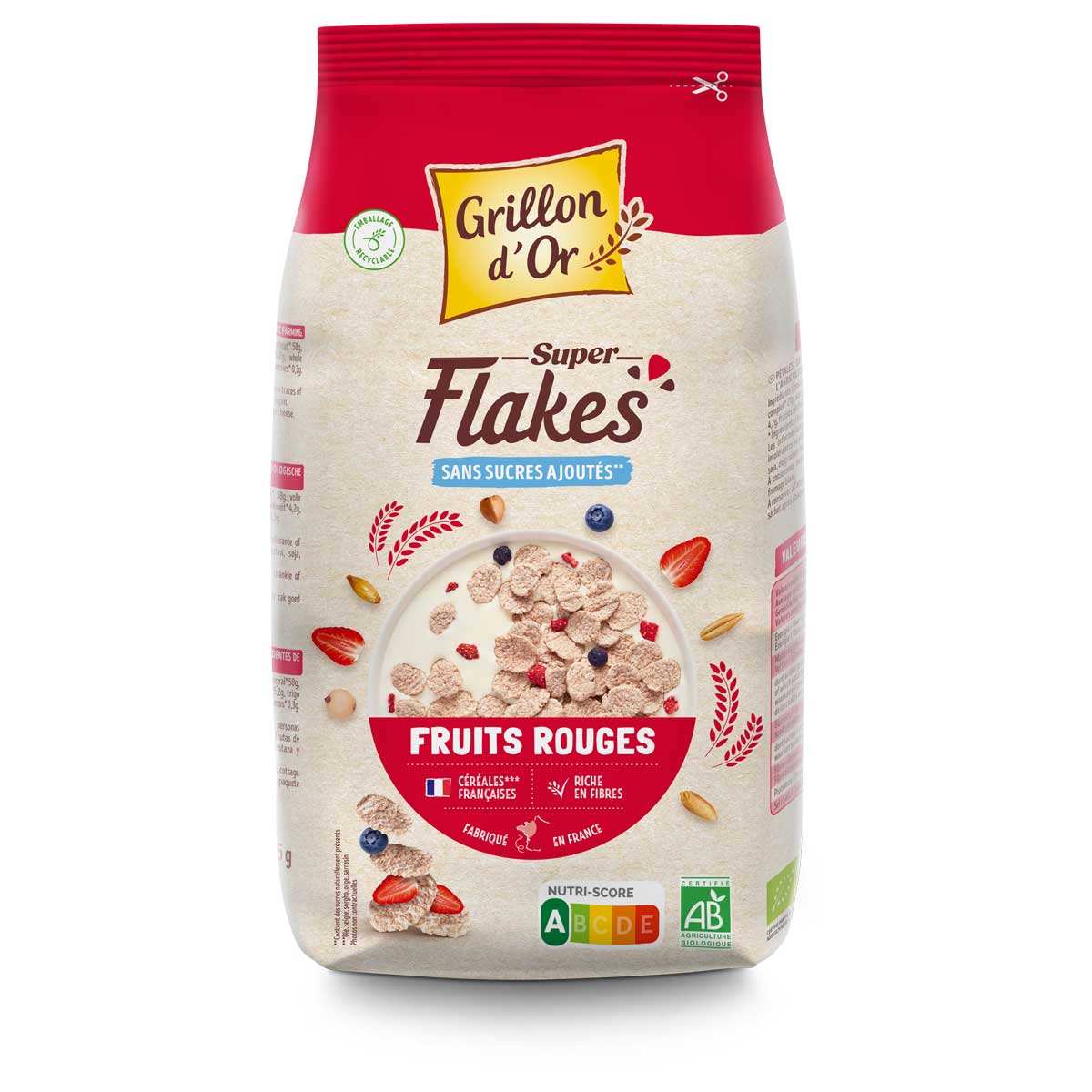 Pétales de céréales aux fruits rouges bio 375g | Greenweez