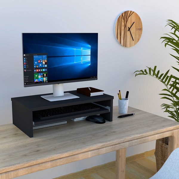 Henor Support Moniteur, plateau amovible bois 62x32x18 Graphite | Greenweez