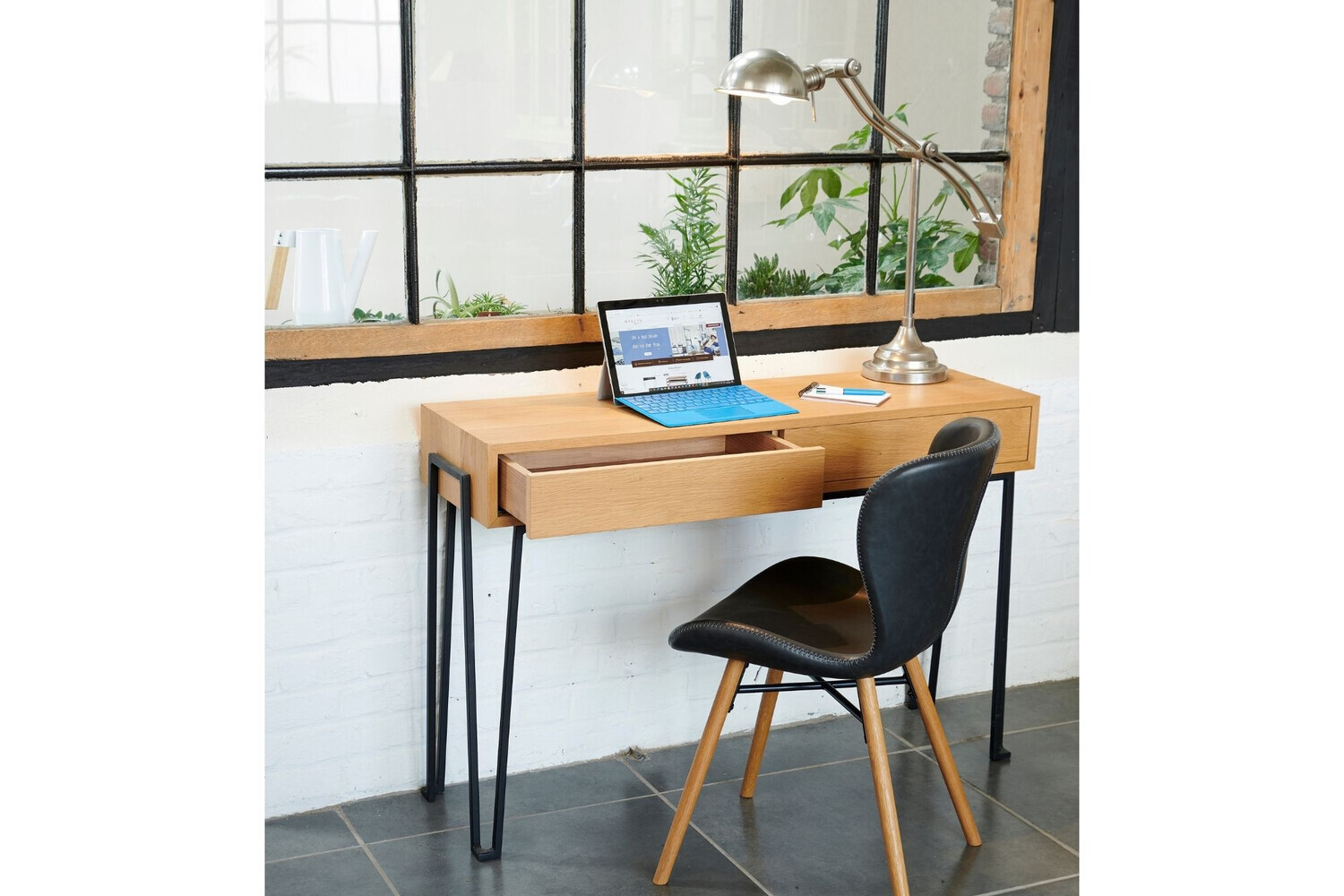 Console en bois et métal moderne 2 tiroirs - BRIGHTON | Greenweez