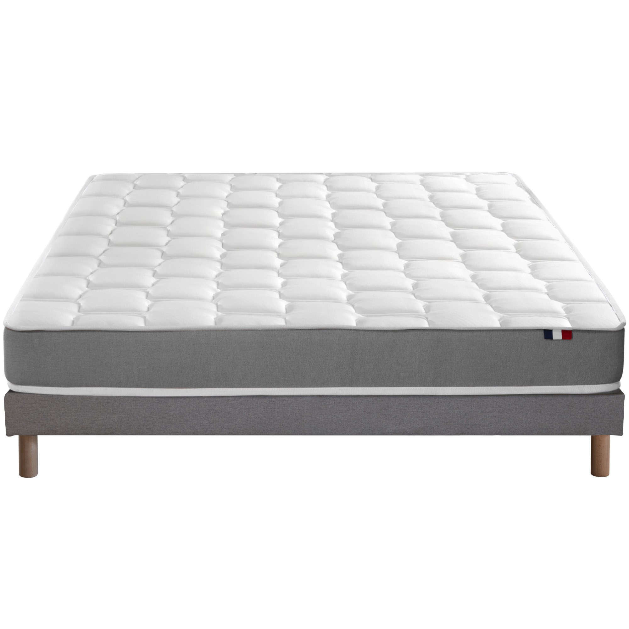 Ensemble Matelas mousse et mémoire de forme sommier gris 140x190 ...