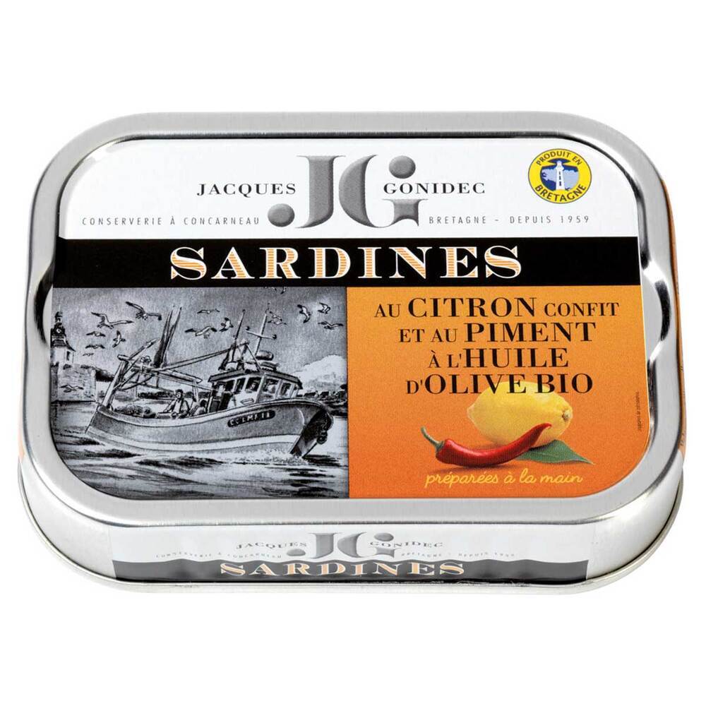 Sardines au citron confit et piment à l'huile d'olive 115g | Greenweez