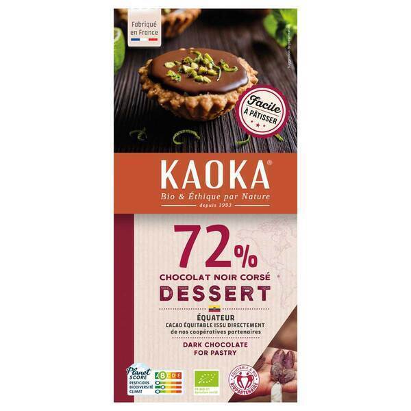 Tablette chocolat noir dessert 72% Equateur bio 200g | Greenweez