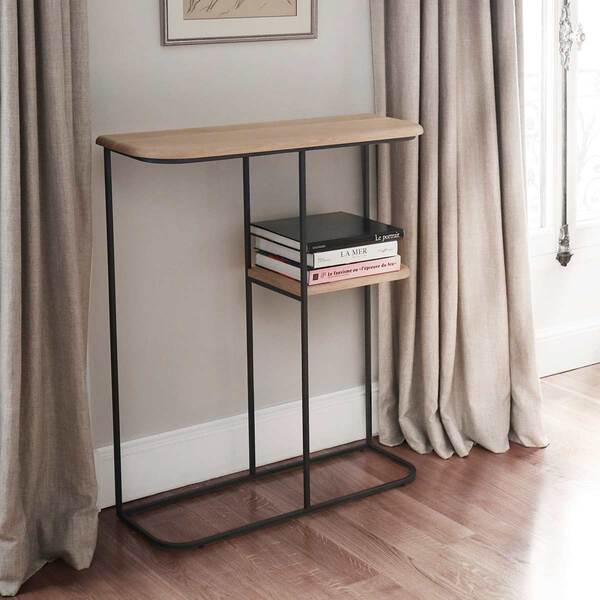 Console haute en bois de chene et métal | Greenweez