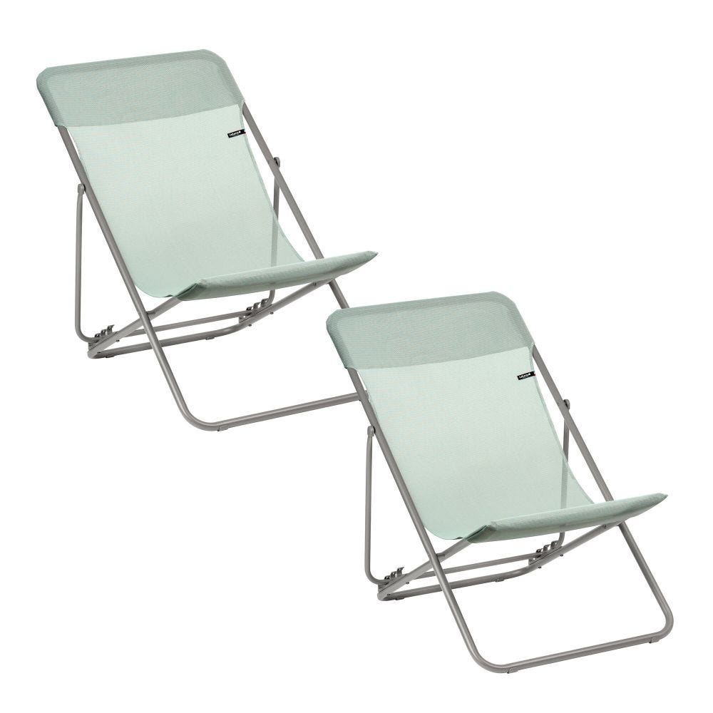 Lot de 2 Transats jardin pliants multi-positions - MAXI TRANSAT | Greenweez