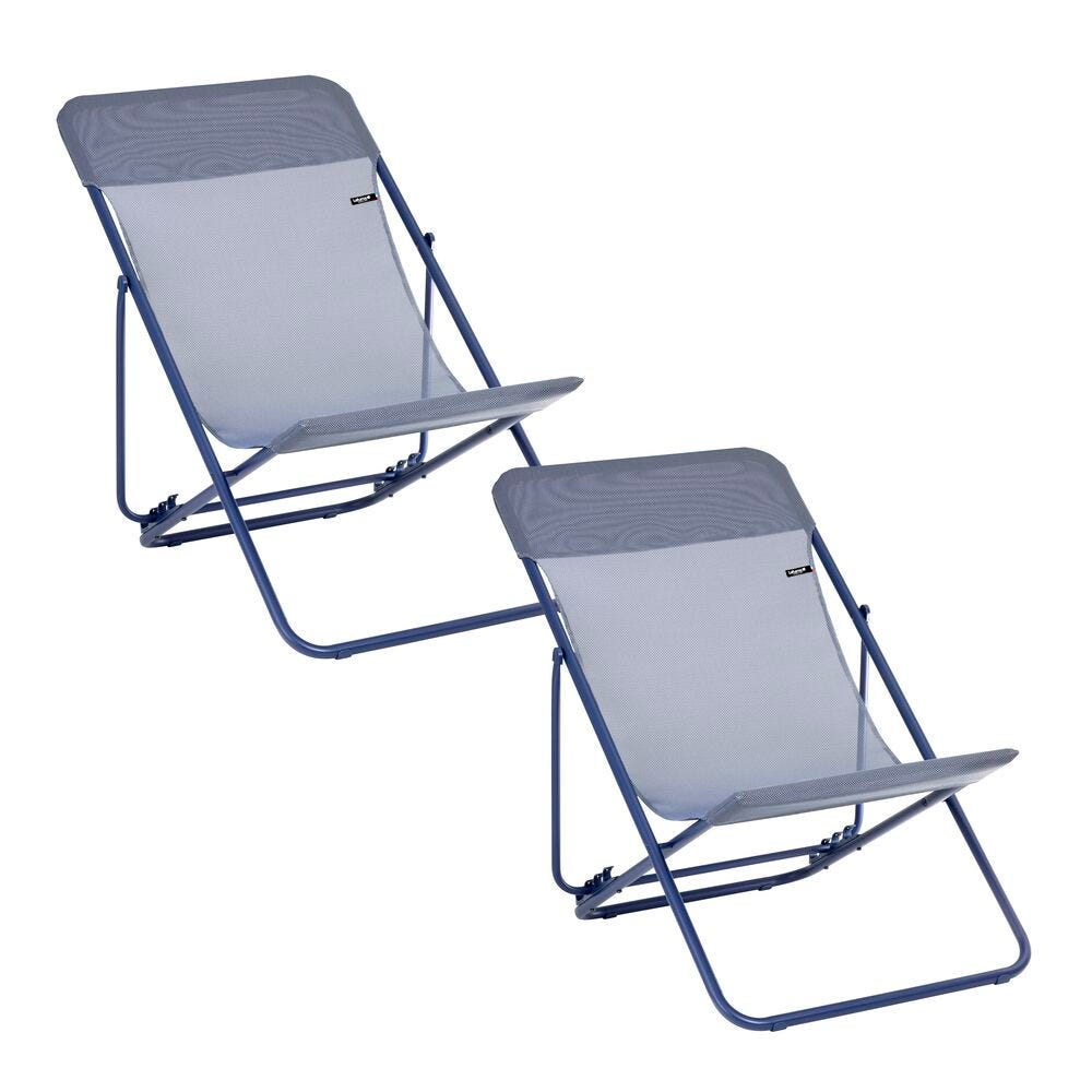 Lot de 2 Transats jardin pliants multi-positions - MAXI TRANSAT | Greenweez
