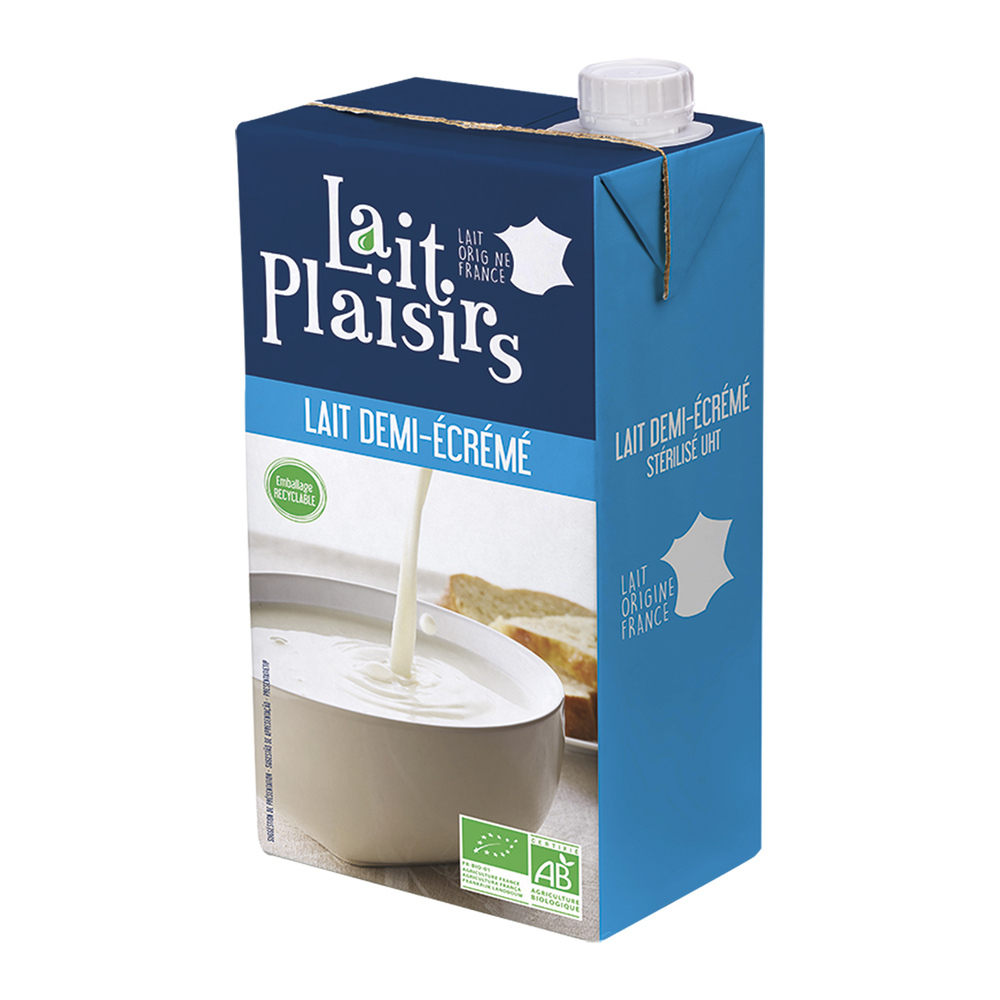 Lait demi-écrémé UHT 1L | Greenweez