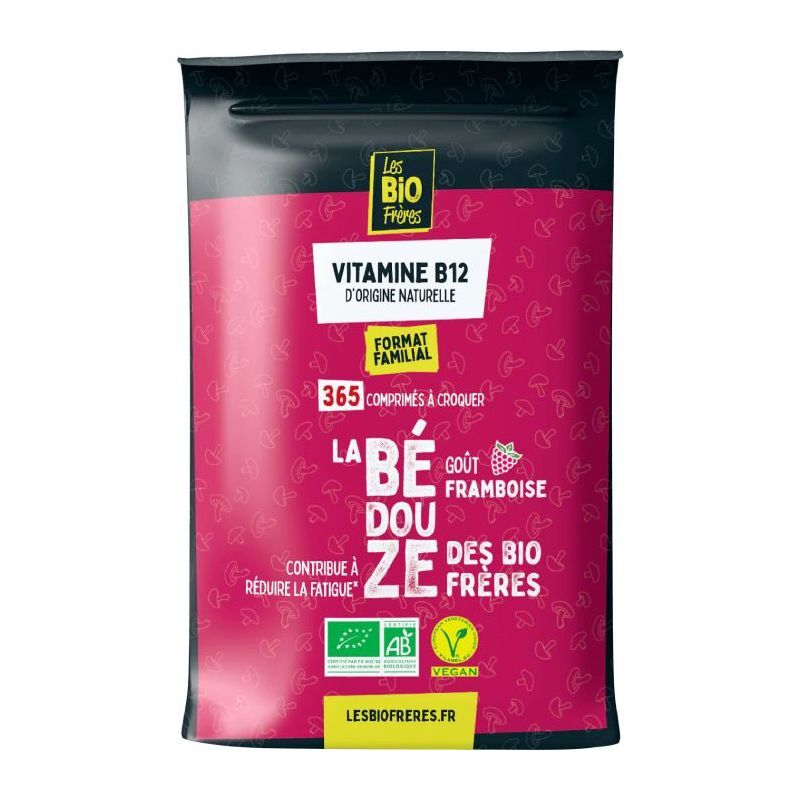 Vitamine B12 bio goût Framboise - 365 comprimés | Greenweez