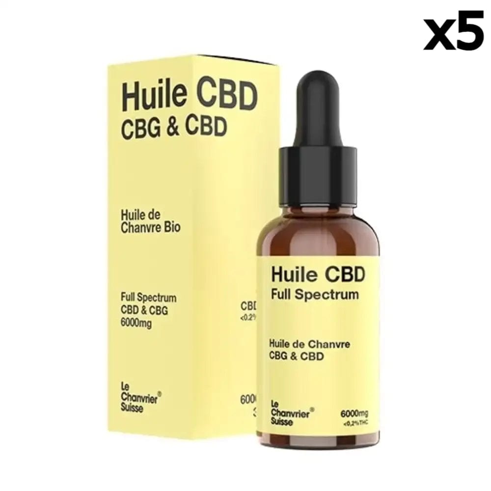 Lot 5 Huiles CBD & CBG Bio Full Spectrum 6000mg/20% (5x30ml) | Greenweez