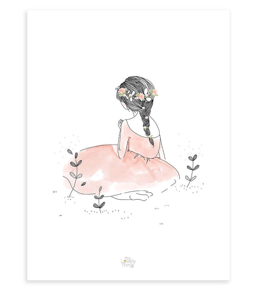 ROSAE - Affiche enfant - Fillette au jardin | Greenweez