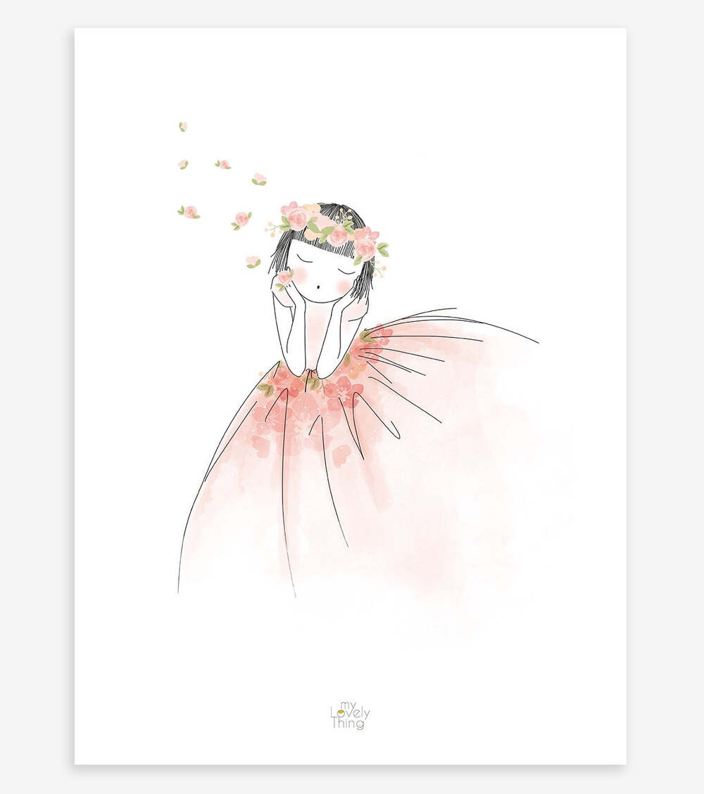 ROSAE - Affiche enfant - Fillette et fleurs | Greenweez