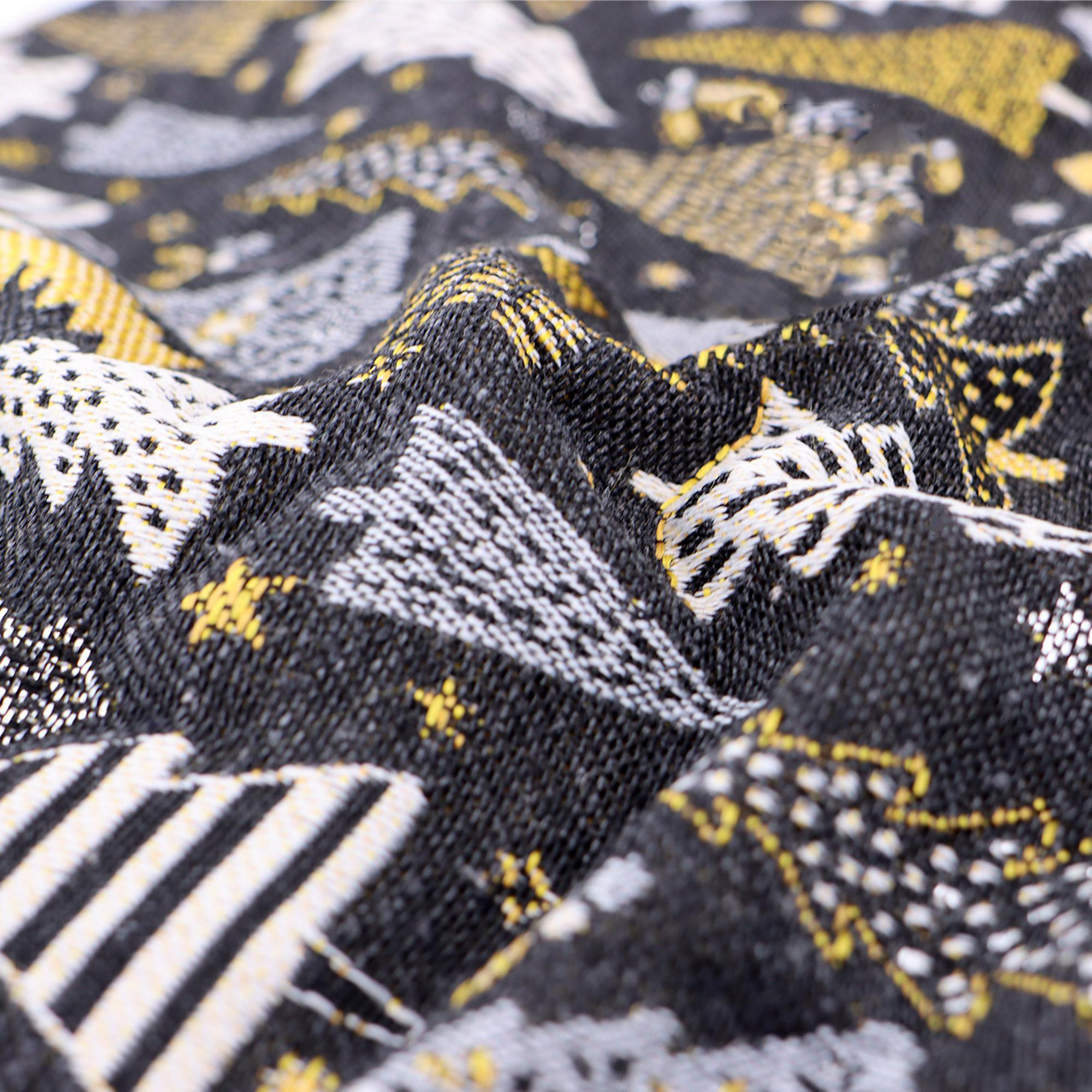 Tissu mixte tissé teint motif festif esprit noël CELEBRATION gri ...