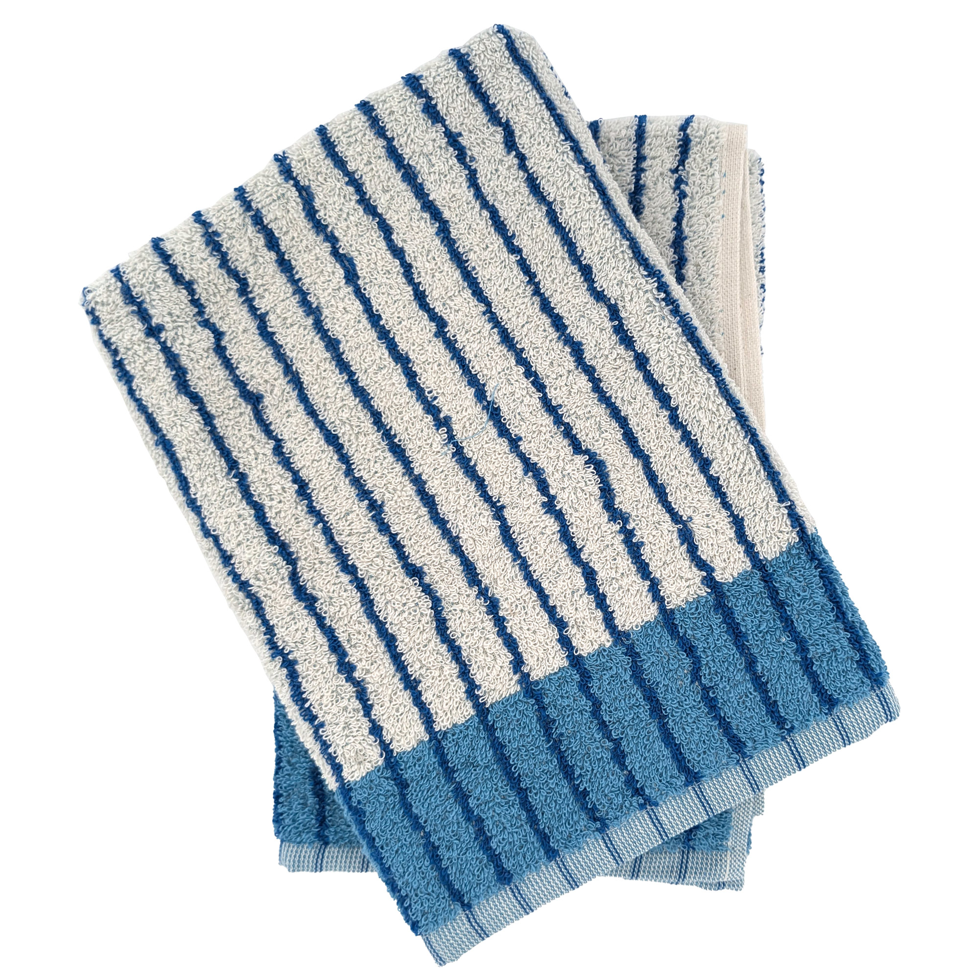 Lot de 2 torchons de cuisine éponge TERRA 50x50 cm à rayures ble ...