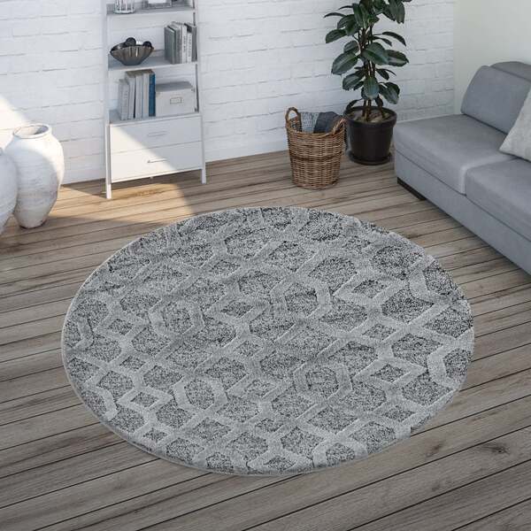 YASI - Tapis Berbère Rond à relief - Gris 120 x 120 cm | Greenweez