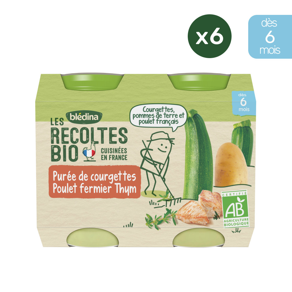 12 Pots Courgettes, Riz, Poulet, Thym - 200g | Greenweez